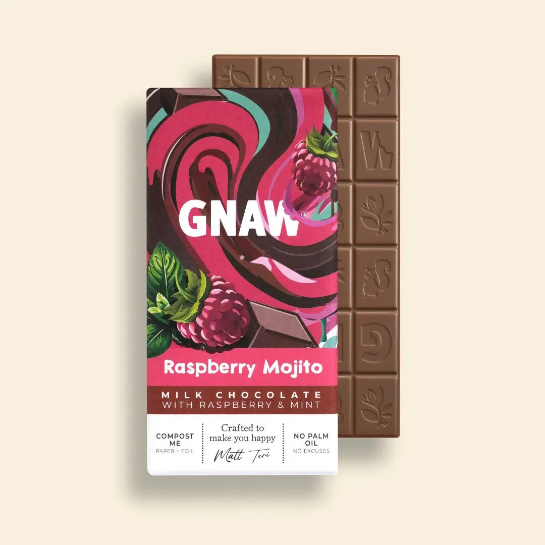 Raspberry Mojito Mint & Raspberry Chocolate Bar - GNAW® – GNAW Chocolate